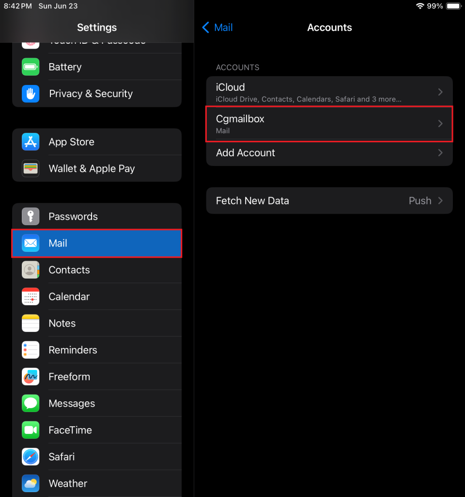 Verify Email settings on iOS - CGI Communications