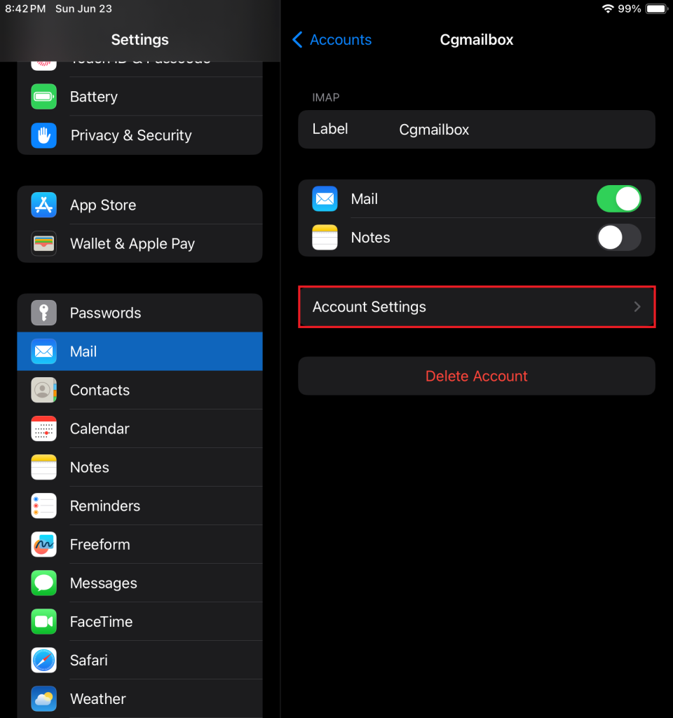 Verify Email settings on iOS - CGI Communications
